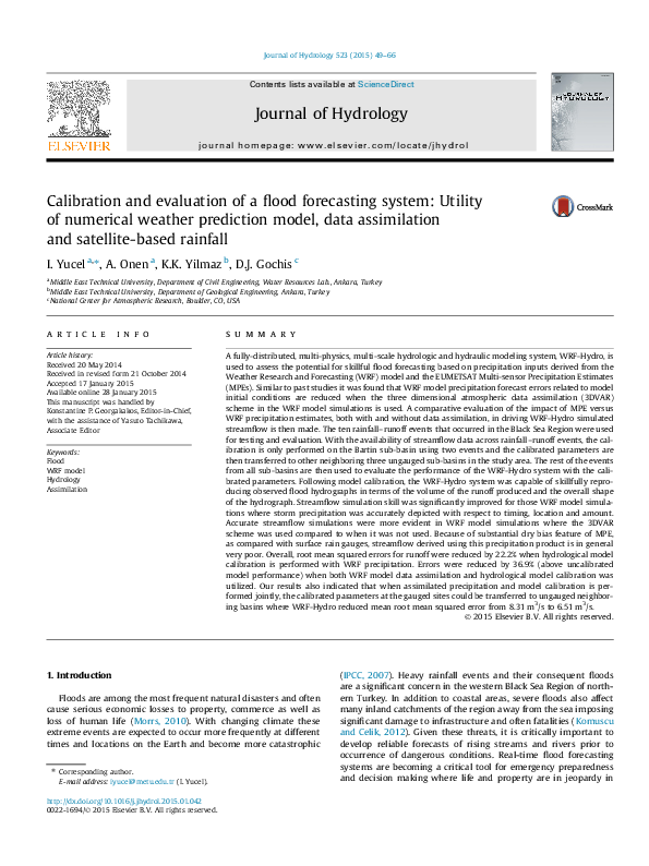 Pdf Calibration And Evaluation Of A Flood Forecasting System Utility Of Numerical Weather