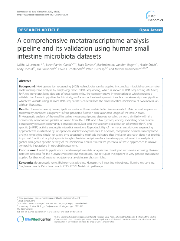(PDF) A comprehensive metatranscriptome analysis pipeline and its ...