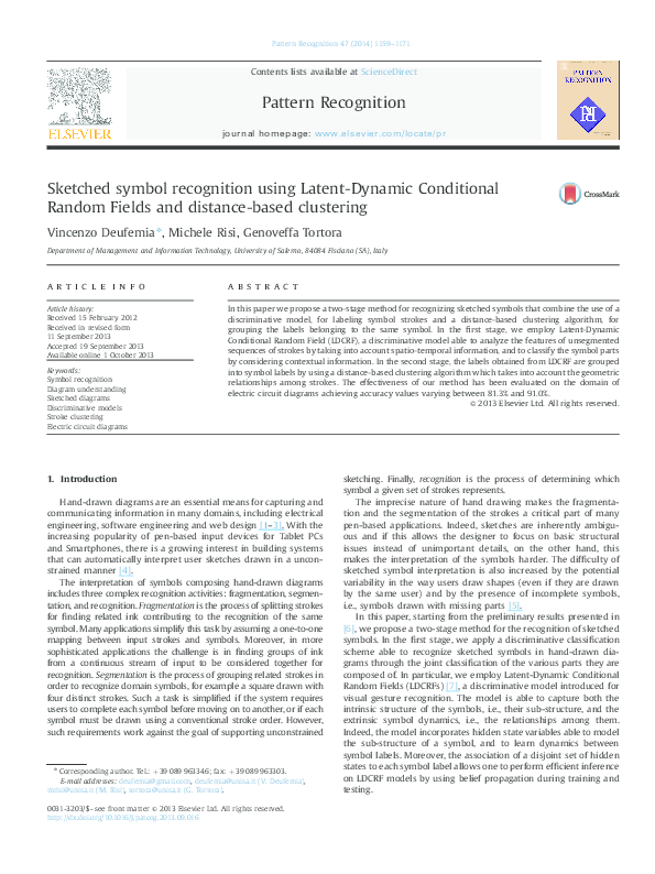 Pdf Sketched Symbol Recognition Using Latent Dynamic Conditional Random Fields And Distance