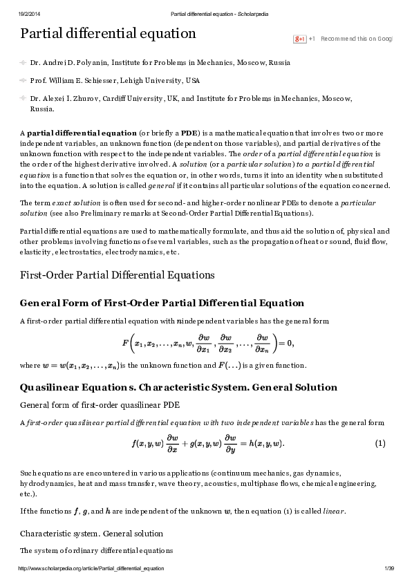 (PDF) Partial differential equation