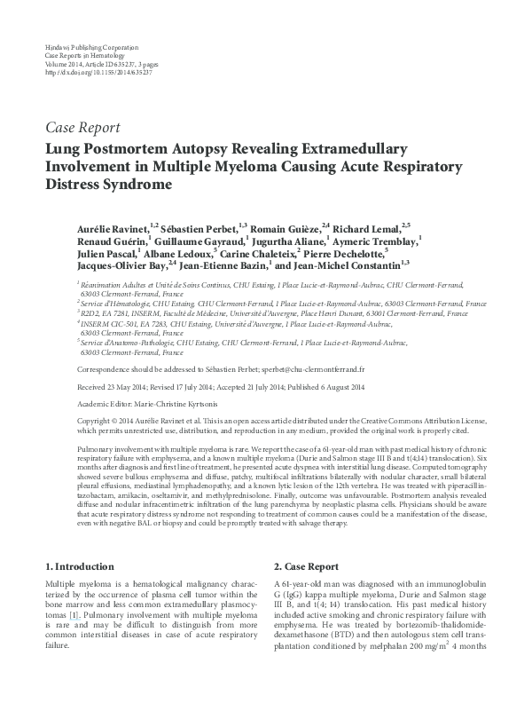 (PDF) Lung Postmortem Autopsy Revealing Extramedullary Involvement in ...