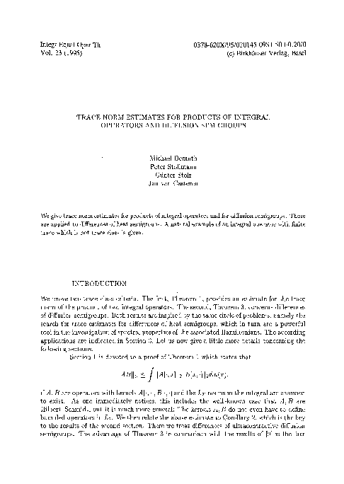 (PDF) Trace norm estimates for products of integral operators and ...