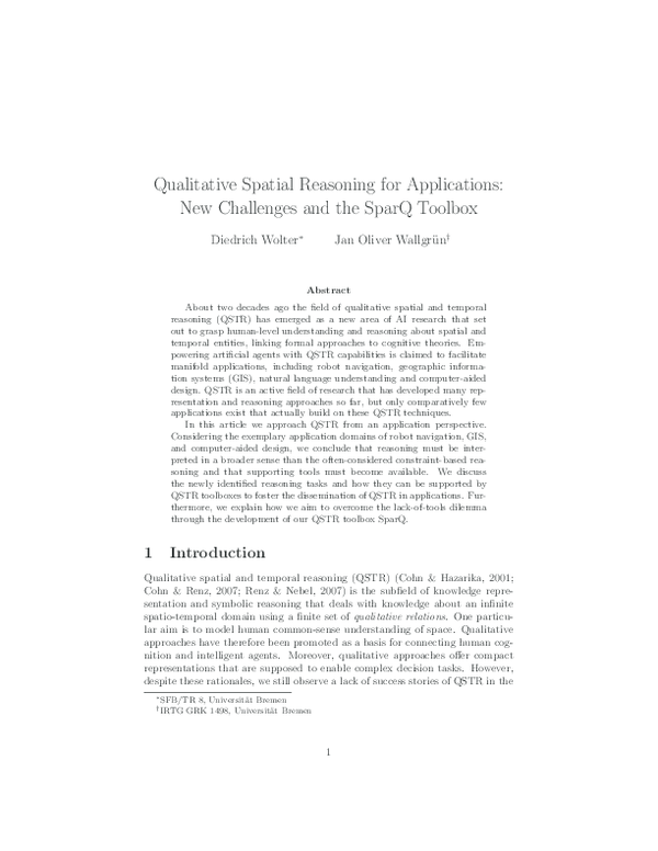 (PDF) Qualitative Spatial Reasoning for Applications