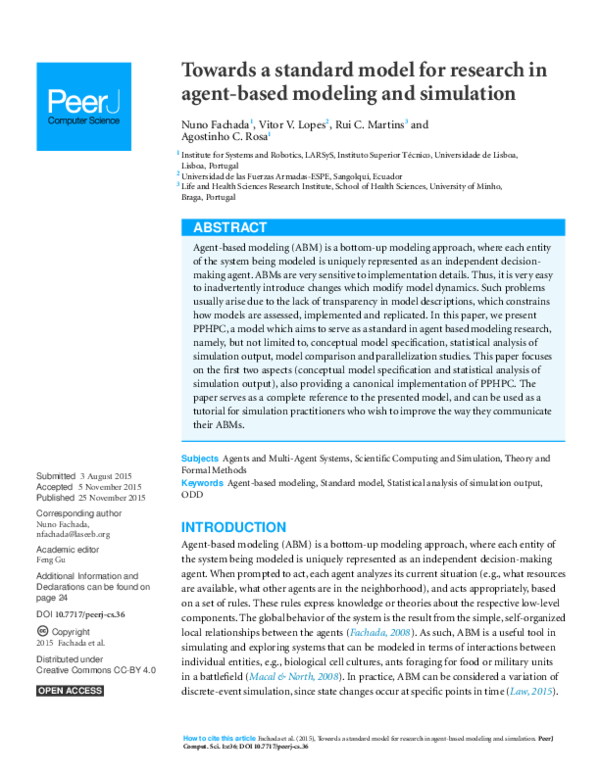 (PDF) Towards a standard model for research in agent-based modeling and simulation | Nuno ...