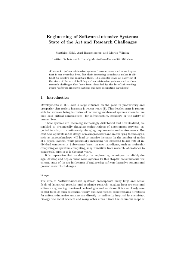 (PDF) Engineering of Software-Intensive Systems: State of the Art and ...