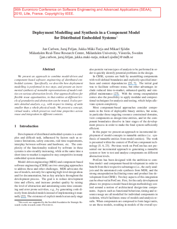 Pdf Deployment Modelling And Synthesis In A Component Model For