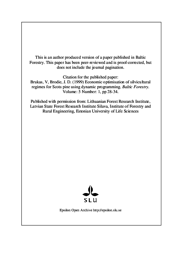 (PDF) Economic optimisation of silvicultural regimes for Scots pine ...