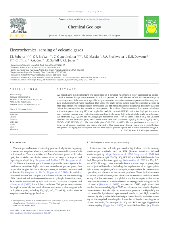 (PDF) Electrochemical sensor monitoring of volcanic gases