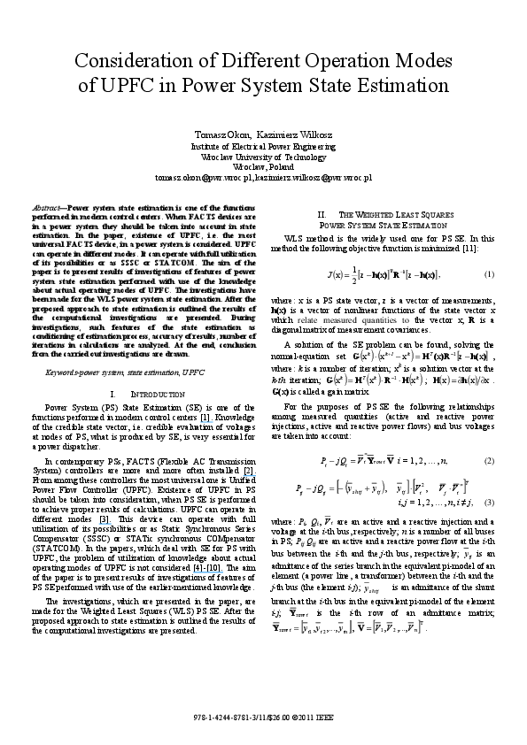 Pdf Consideration Of Different Operation Modes Of Upfc In Power
