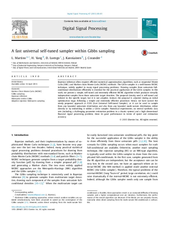 (PDF) A fast universal self-tuned sampler within Gibbs sampling | Luca Martino and David Luengo ...