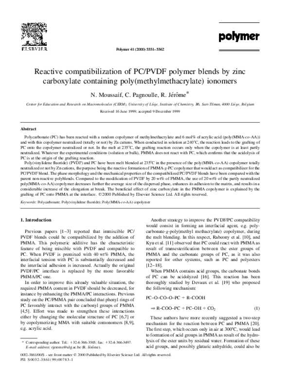 (PDF) Reactive compatibilization of PC/PVDF polymer blends by zinc ...