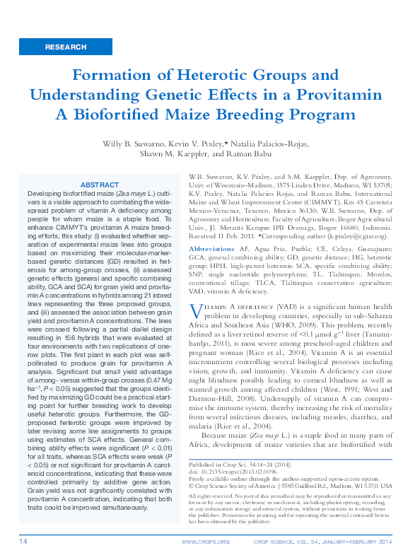 (PDF) Formation of Heterotic Groups and Understanding Genetic Effects ...