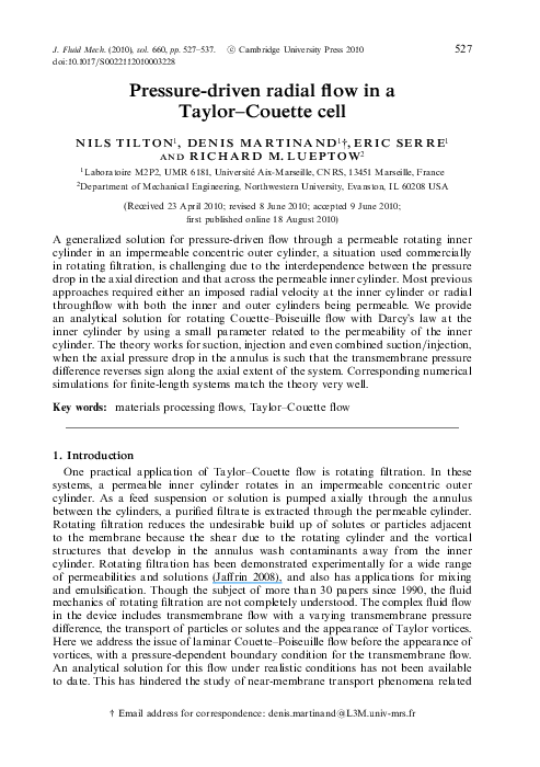 (PDF) Pressure-driven radial flow in a Taylor–Couette cell