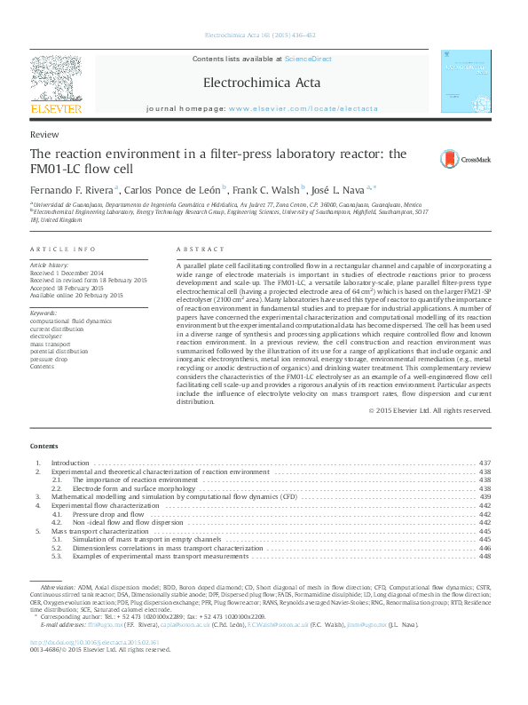 (PDF) The reaction environment in a filter-press laboratory reactor ...