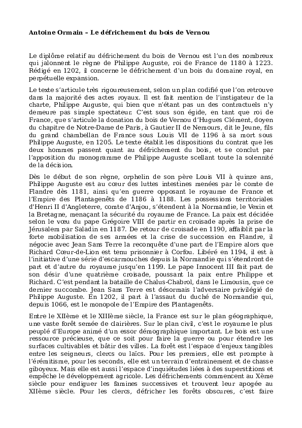 (DOC) Le défrichement du bois de Vernou
