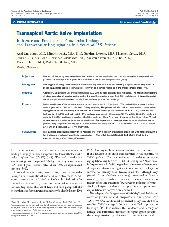 (PDF) Direct transcatheter aortic valve implantation with self-expandable bioprosthesis ...