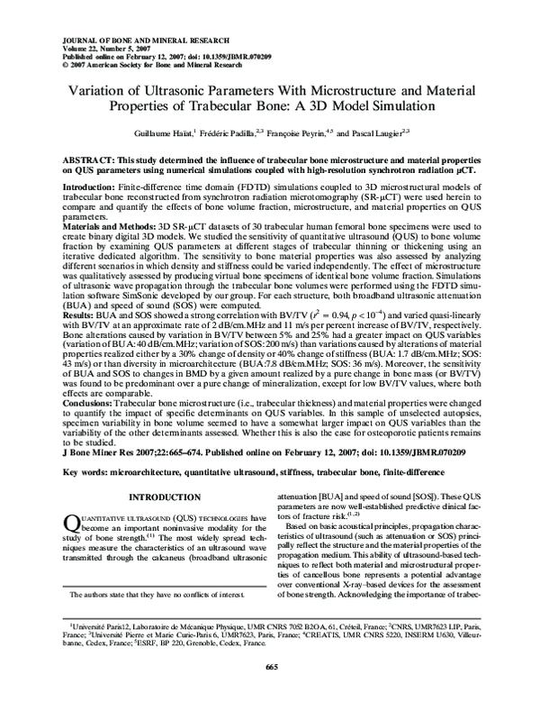 Pdf Finite Element Simulation Of Ultrasound Propagation In Trabecular Bone T El Bialy
