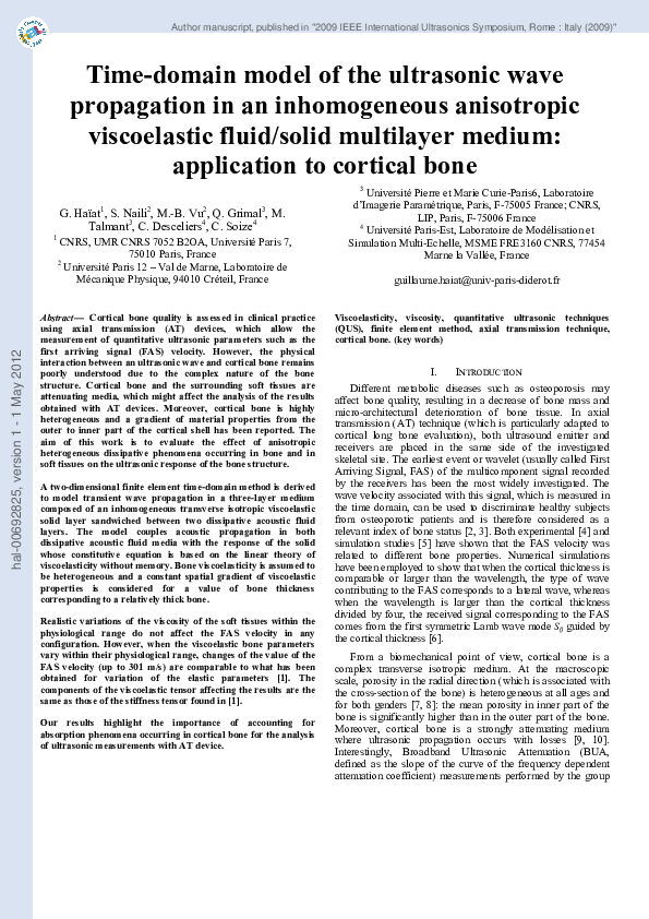 (PDF) Propagation of torsional waves in tubular bones | Jagadis Chandra Misra - Academia.edu