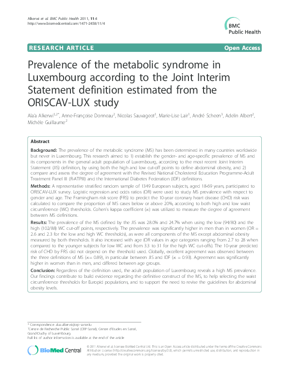 (PDF) Association between Adherence to Nutritional Guidelines, the Metabolic Syndrome and ...