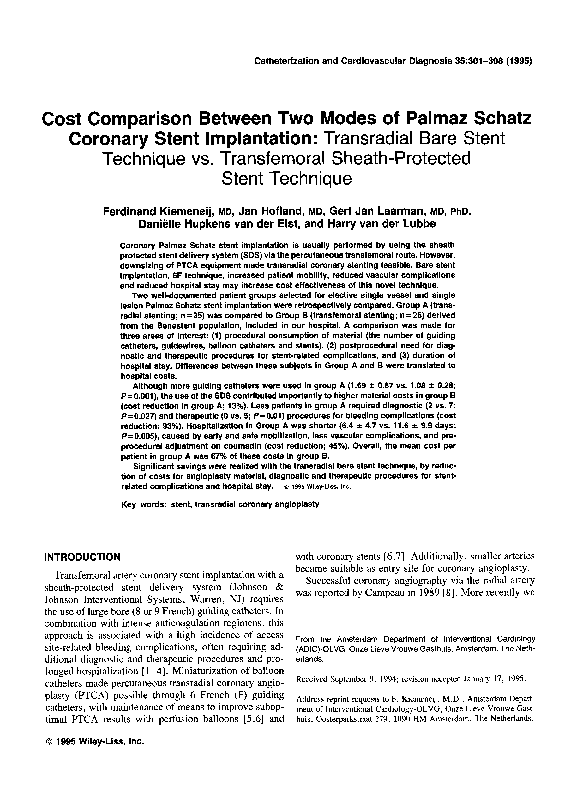 (PDF) Cost comparison between two modes of Palmaz Schatz coronary stent ...