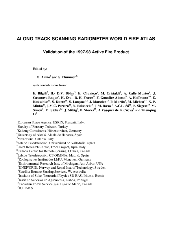 (PDF) ALONG TRACK SCANNING RADIOMETER WORLD FIRE ATLAS