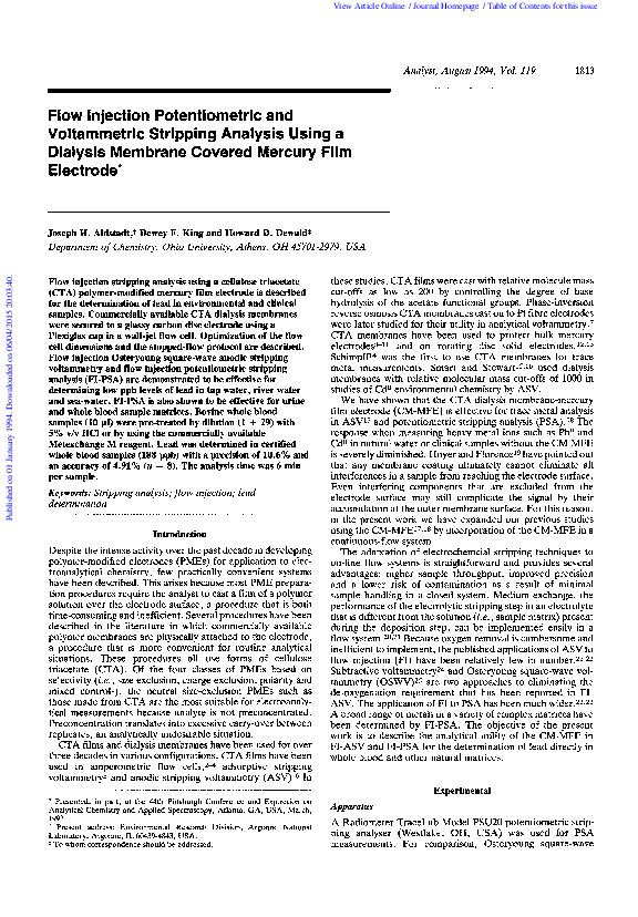 (PDF) Flow injection potentiometric and voltammetric stripping analysis using a dialysis ...