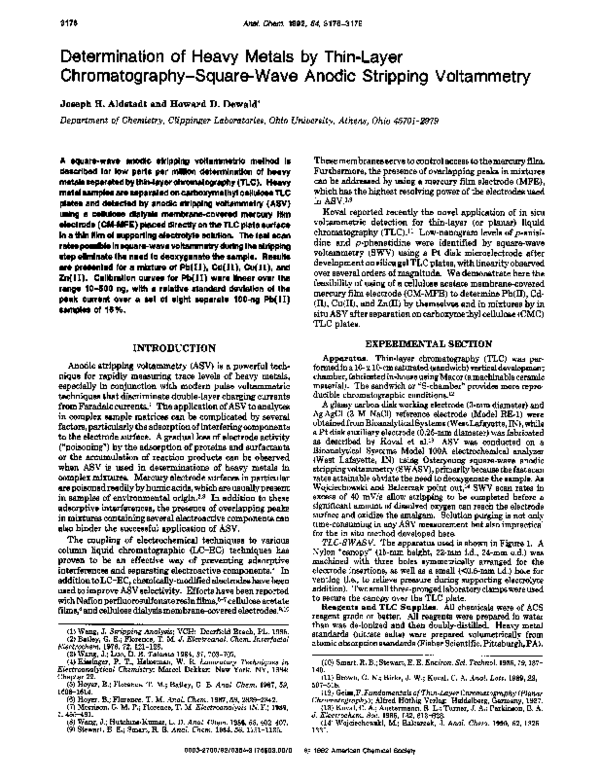 Pdf Determination Of Heavy Metals By Thin Layer Chromatography Square Wave Anodic Stripping