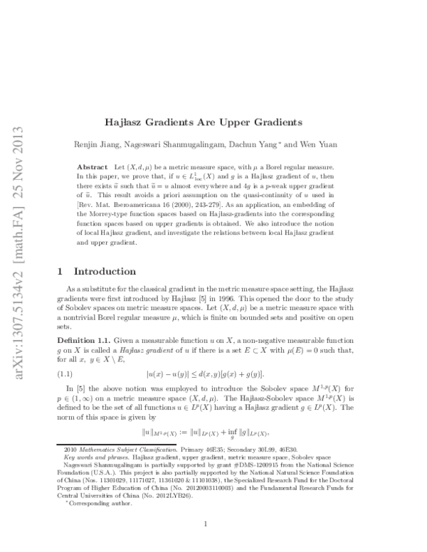 (PDF) Hajłasz gradients are upper gradients