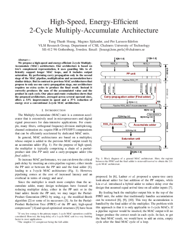 Pdf High Speed Energy Efficient 2 Cycle Multiply Accumulate Architecture