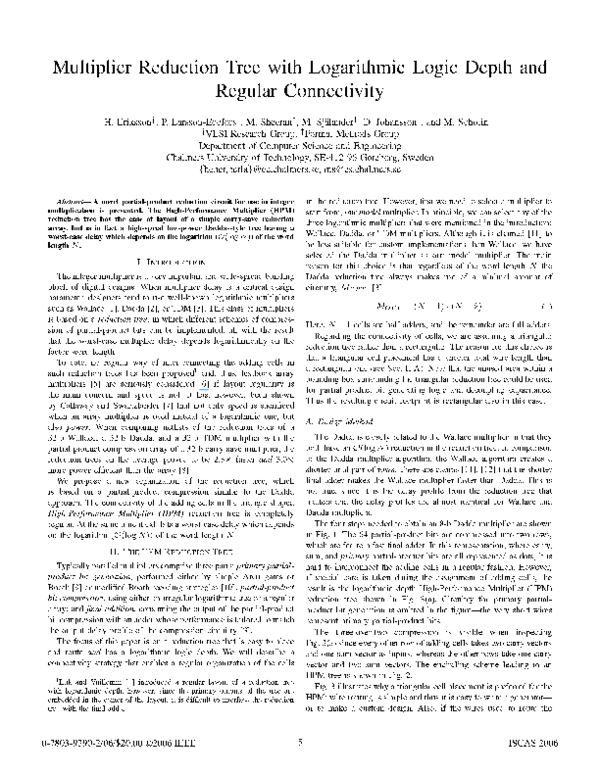 Pdf Multiplier Reduction Tree With Logarithmic Logic Depth And Regular Connectivity