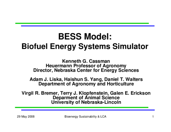 (PDF) BESS Model: Biofuel Energy Systems Simulator