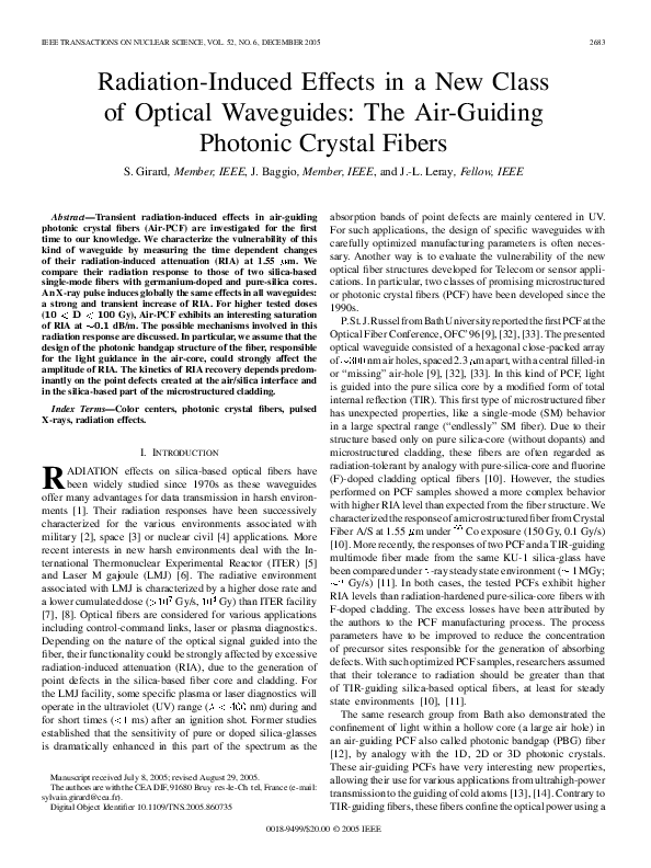 (PDF) Radiation-induced effects in a new class of optical waveguides ...