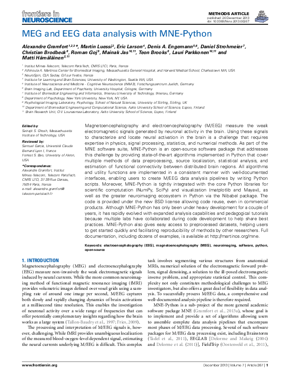 Pdf Mne Python For M Eeg Data Analysis