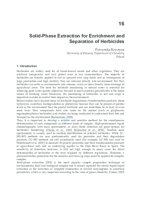 (PDF) Solid-Phase Extraction for Enrichment and Separation of Herbicides