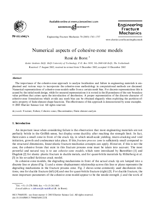 (PDF) Numerical aspects of cohesive-zone models