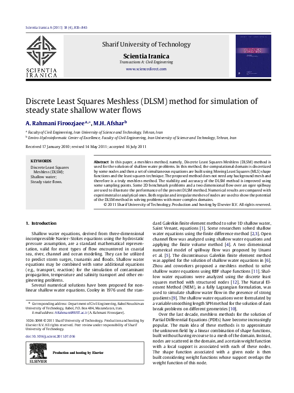 Pdf Discrete Least Squares Meshless Dlsm Method For Simulation Of