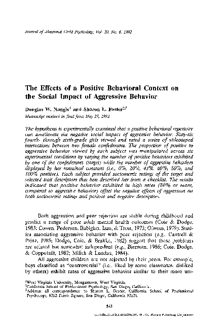 (PDF) The effects of a positive behavioral context on the social impact ...