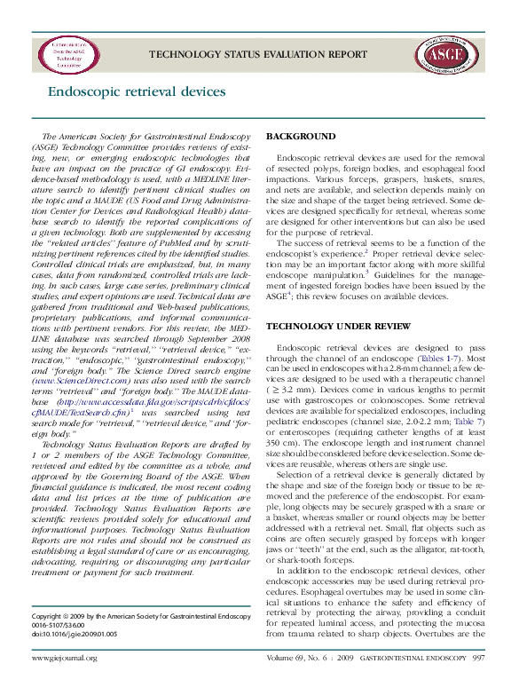 (PDF) Endoscopic retrieval devices
