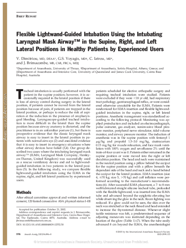 (PDF) Flexible Lightwand-Guided Intubation Using the Intubating ...