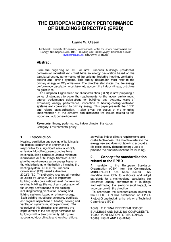 (PDF) Editorial: The European Energy Performance of Buildings Directive ...