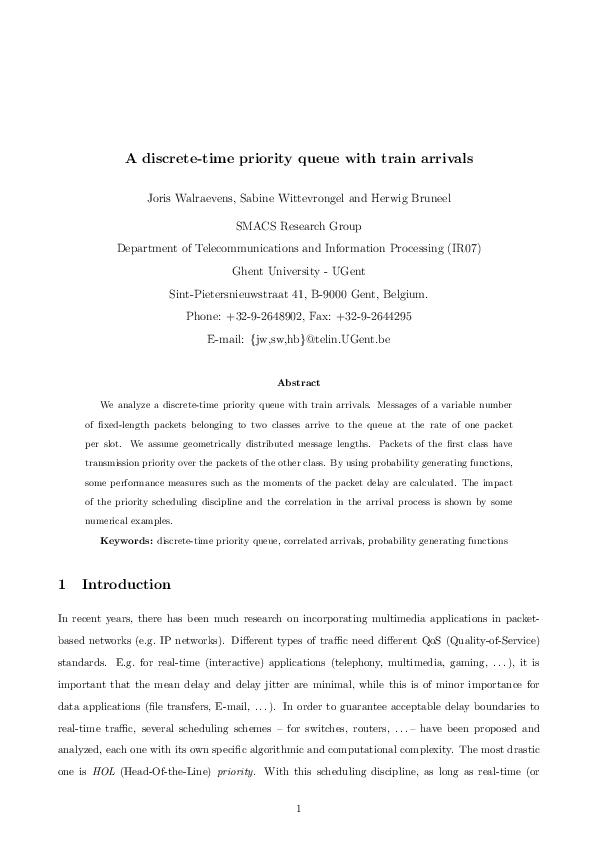 (PDF) A Discrete-Time Priority Queue with Train Arrivals