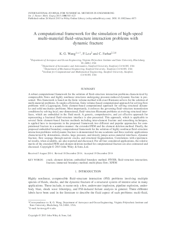 (PDF) A Computational Framework for the Simulation of High-Speed Multi-Material Fluid-Structure ...