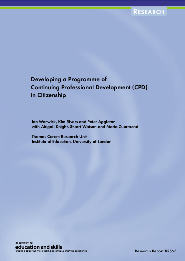 (PDF) Developing a programme of continuing professional development ...