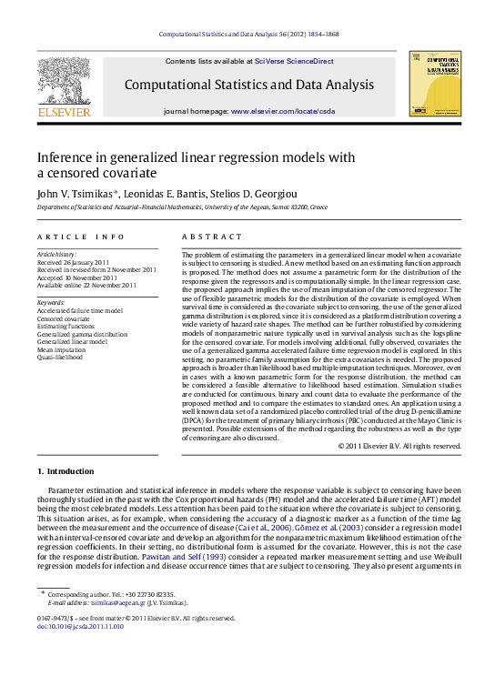 Pdf Inference In Generalized Linear Regression Models With A Censored Covariate