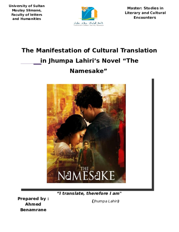 (DOC) The Manifestation of Cultural Translation in Jhumpa Lahiri’s ...