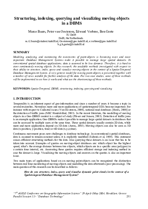 (PDF) Structuring, indexing, querying and visualizing moving objects in a DBMS | Ben Gorte ...