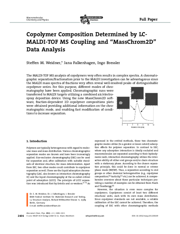 (PDF) Copolymer Composition Determined by LC-MALDI-TOF MS Coupling and ...