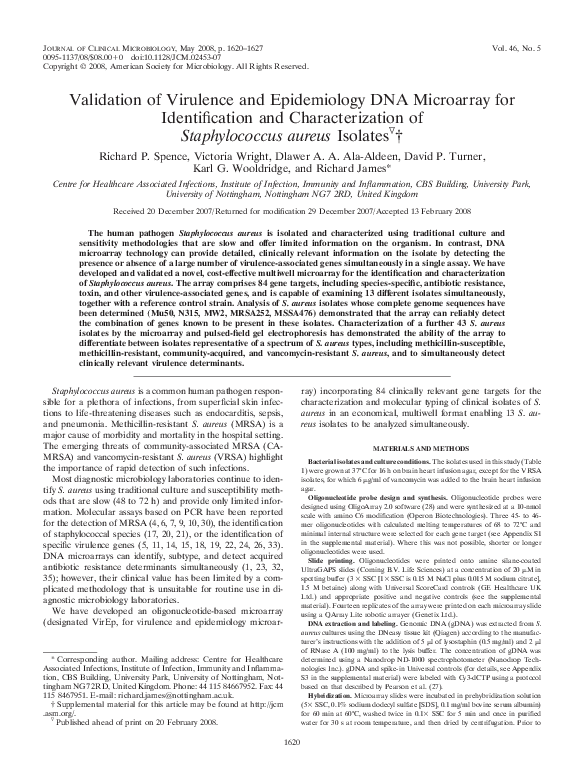Pdf Validation Of Virulence And Epidemiology Dna Microarray For