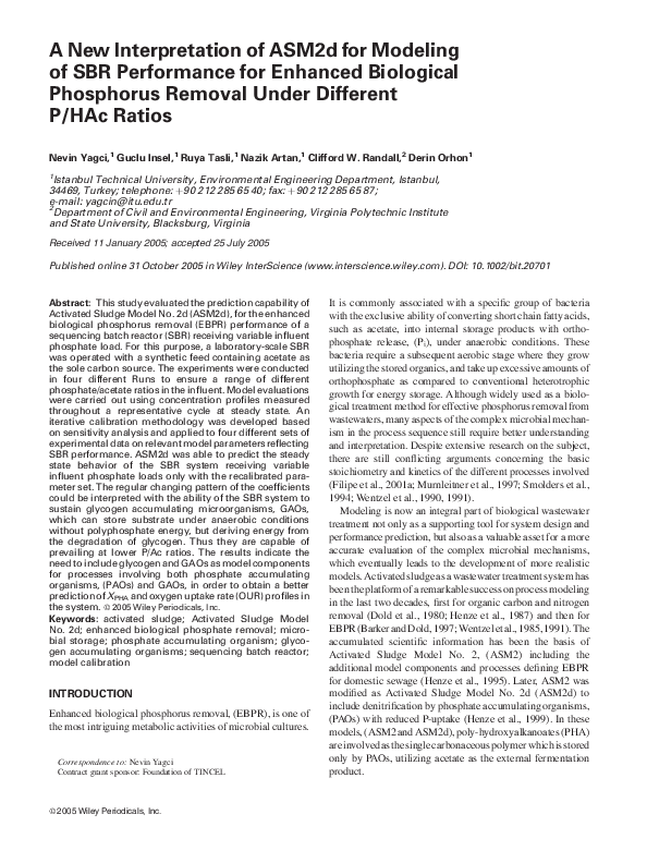 (PDF) A new interpretation of ASM2d for modeling of SBR performance for ...