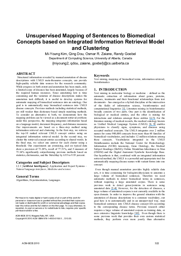 (PDF) Automated Sentence Mapping to UMLS Concepts